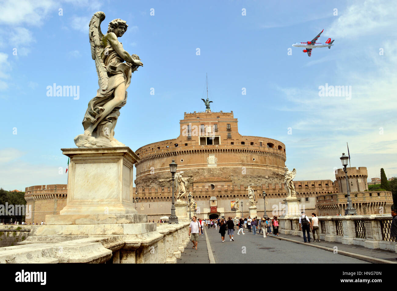 St. Angelo Bridge crossing the river Tiber to the historical Castle of ...