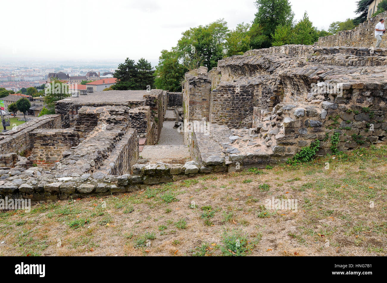 Slope detail of the roman amphitheater of Lyon France Stock Photo - Alamy
