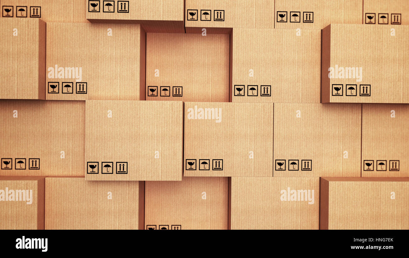 3d stack of cardboard boxes Stock Photo - Alamy