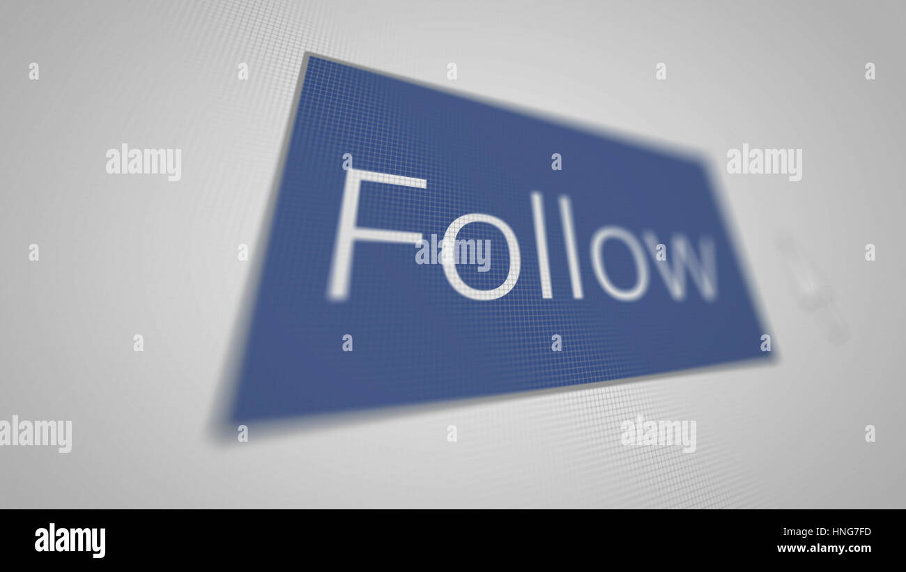 Follow button in depth field. Illustration Stock Photo - Alamy