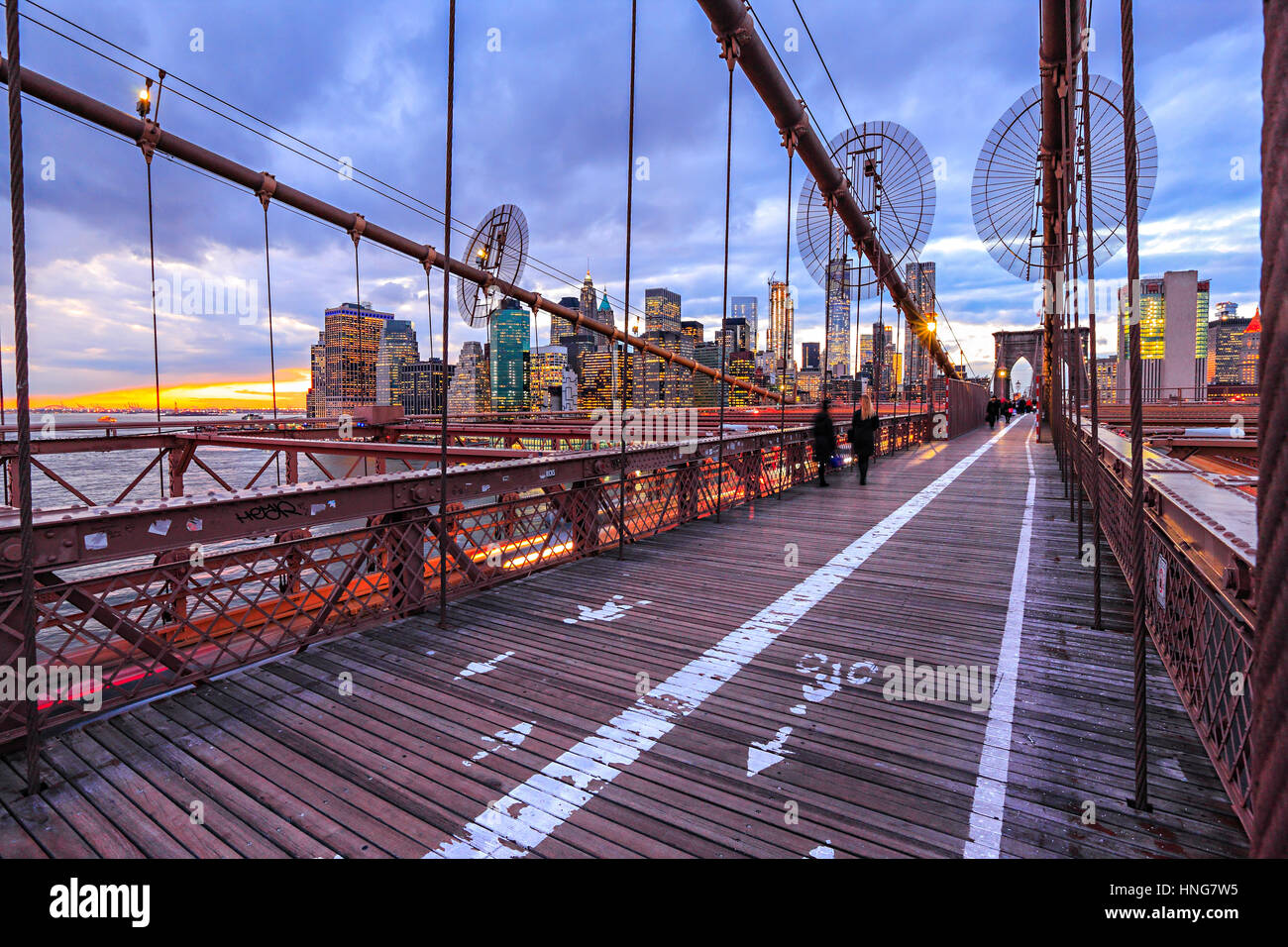 Brooklyn Bridge sunset, in New York City, America Stock Photo - Alamy