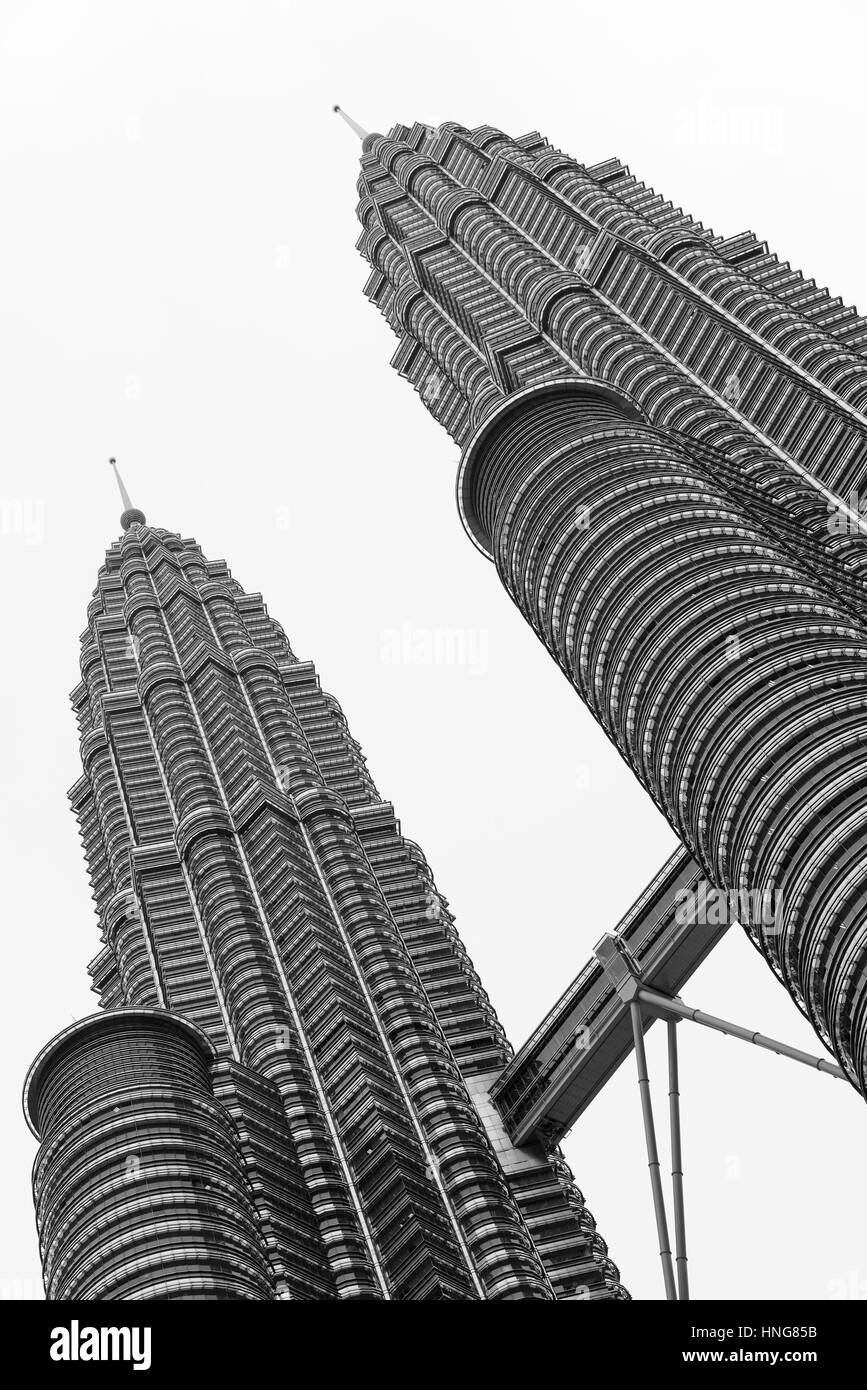 KUALA LUMPUR CIRCA FEBRUARY 2017. The Petronas Towers, once the tallest ...