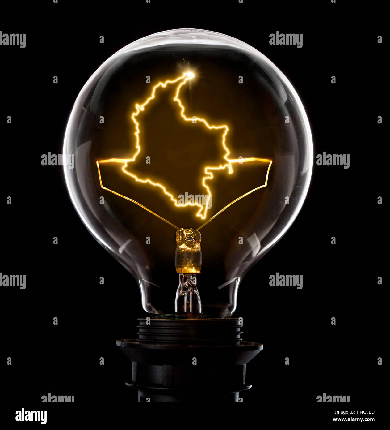 Clean and shiny lightbulb with Colombia as a glowing wire.(series Stock Photo - Alamy