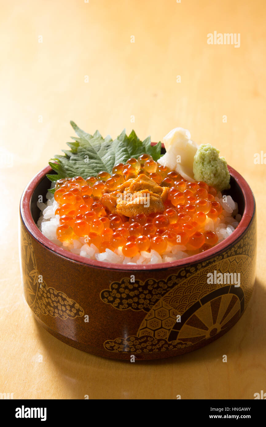 salmon roe rice Stock Photo - Alamy