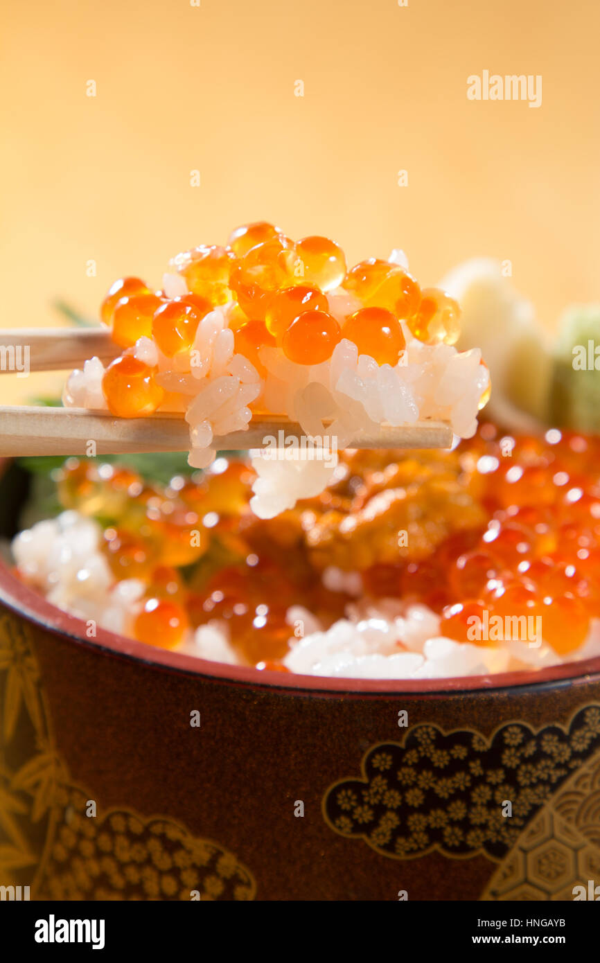 salmon roe rice Stock Photo - Alamy