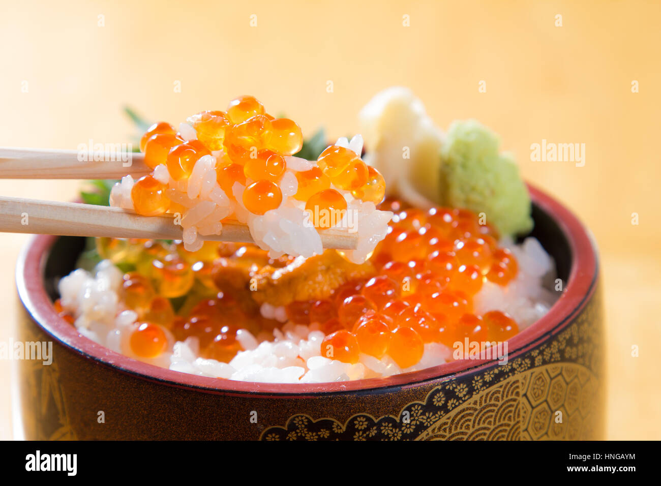 salmon roe rice Stock Photo - Alamy