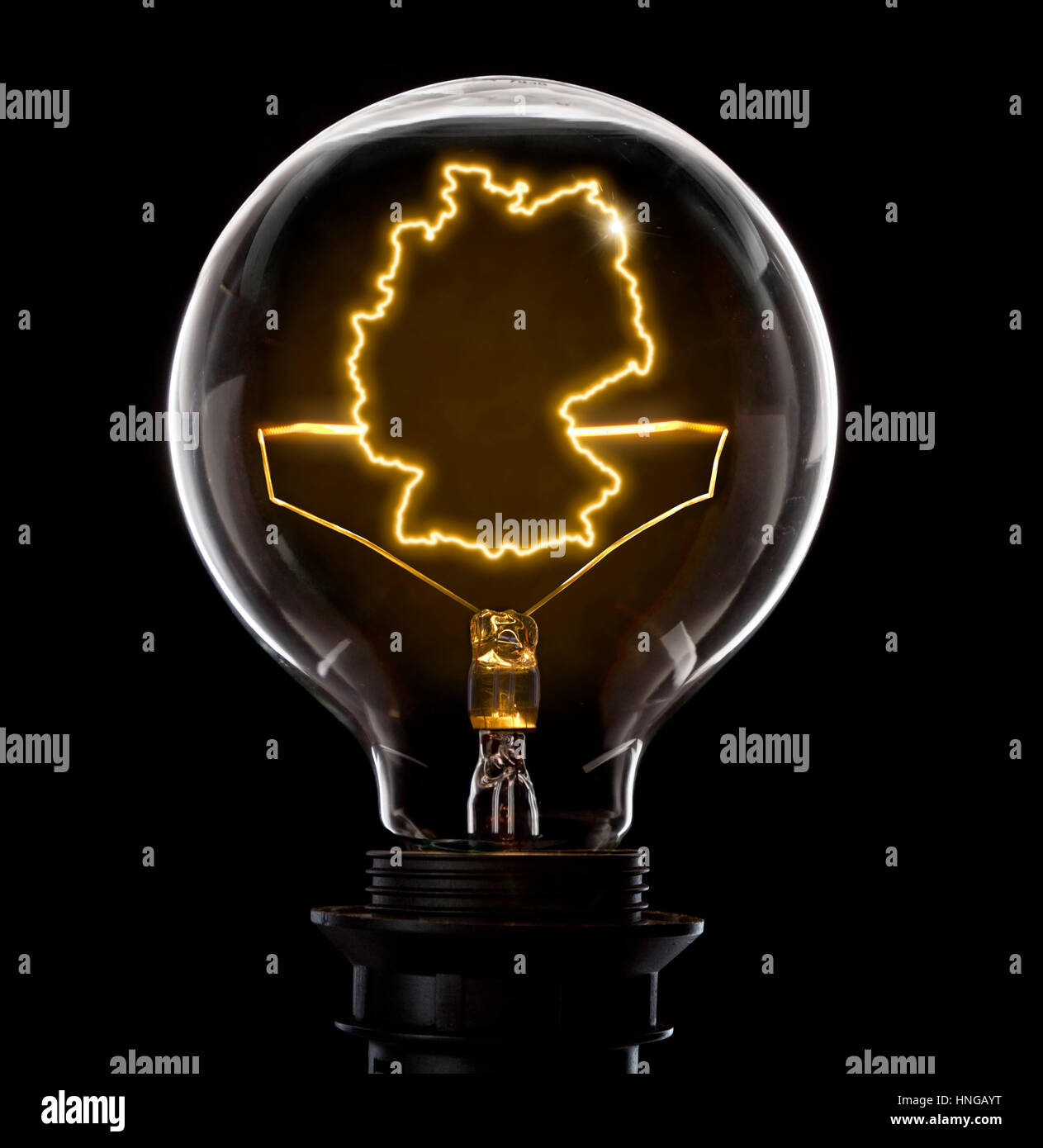 Clean and shiny lightbulb with Germany as a glowing wire.(series Stock ...