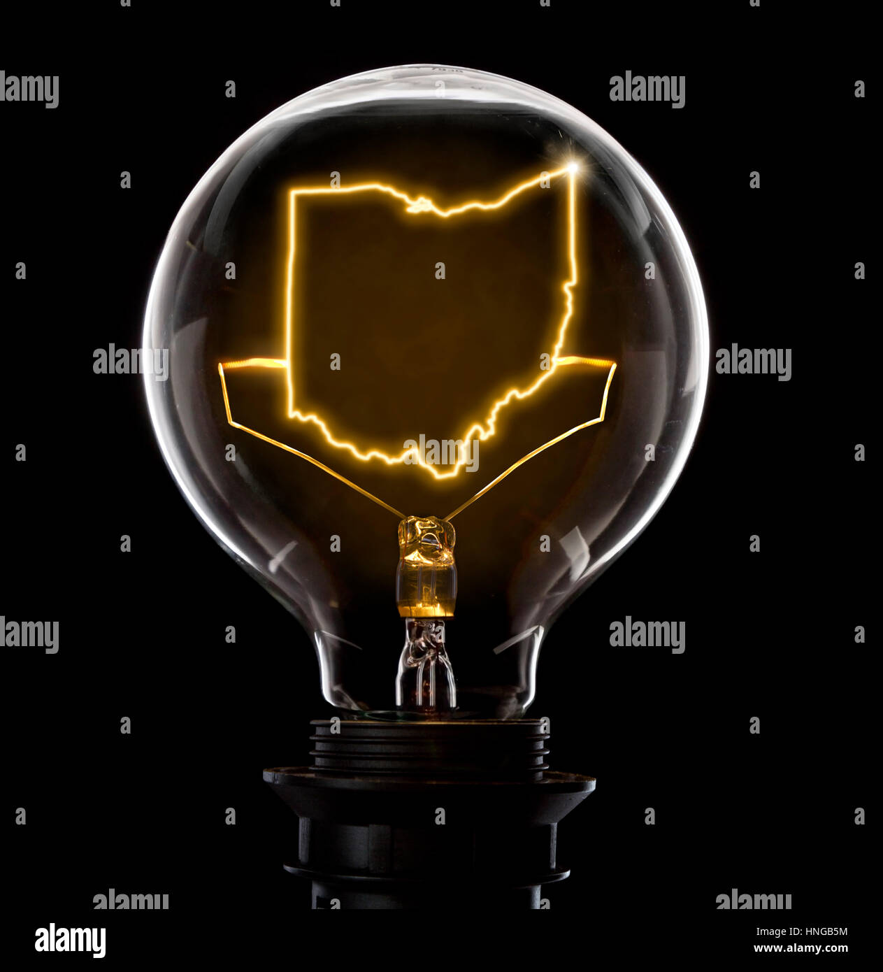 Clean and shiny lightbulb with Ohio as a glowing wire.(series Stock ...