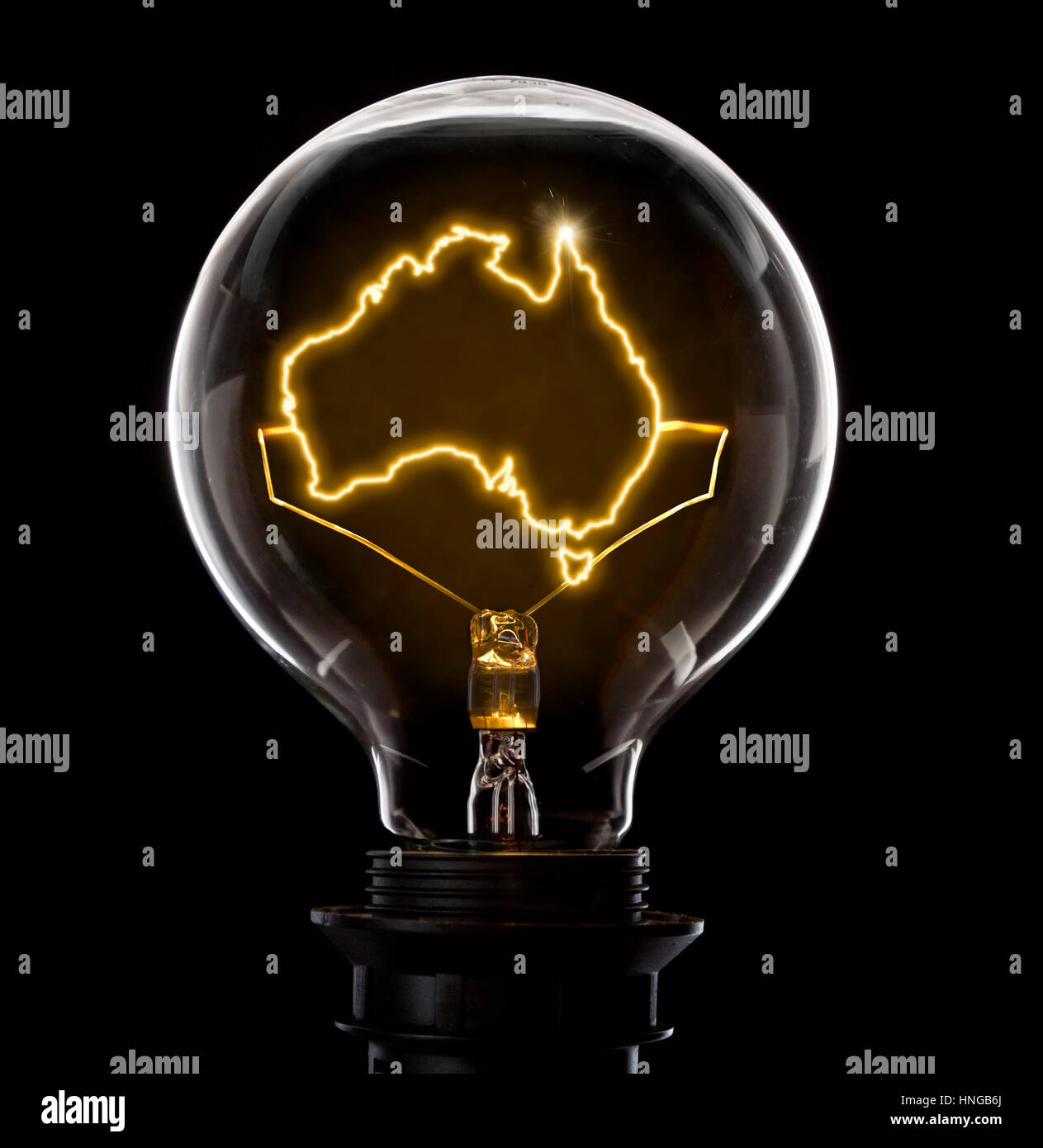 Clean and shiny lightbulb with Australia as a glowing wire.(series ...