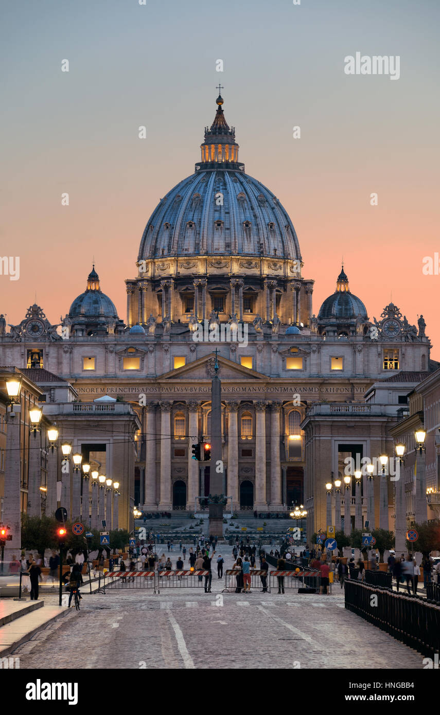 Vatican City St Peters Basilica at sunset Stock Photo - Alamy