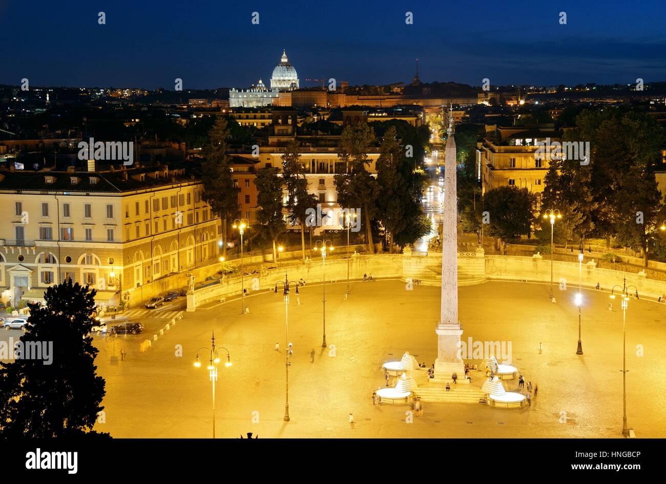 Piazza del Popolo at night in Rome, Italy Stock Photo - Alamy