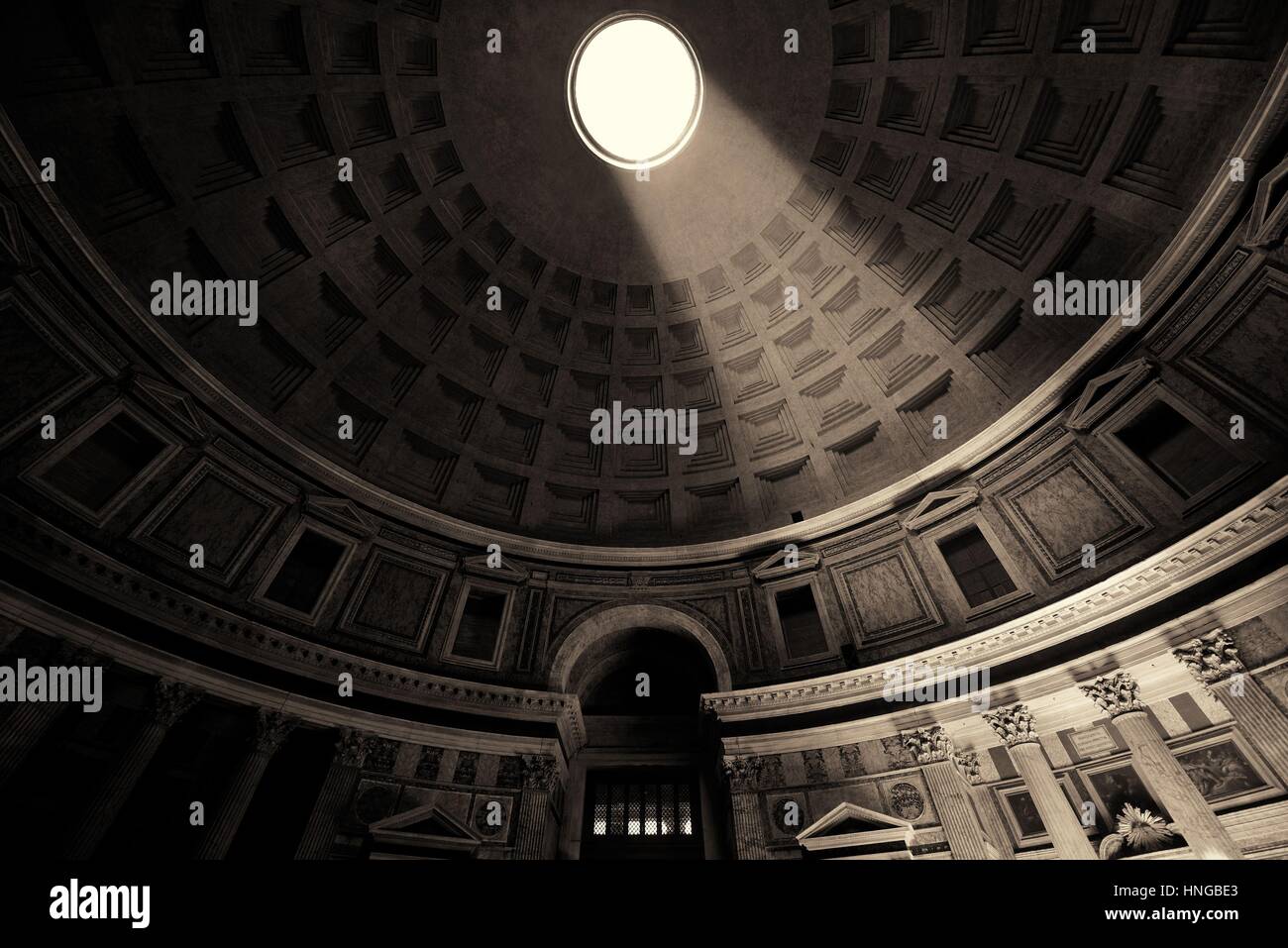 Pantheon interior with light beam in Rome, Italy Stock Photo - Alamy