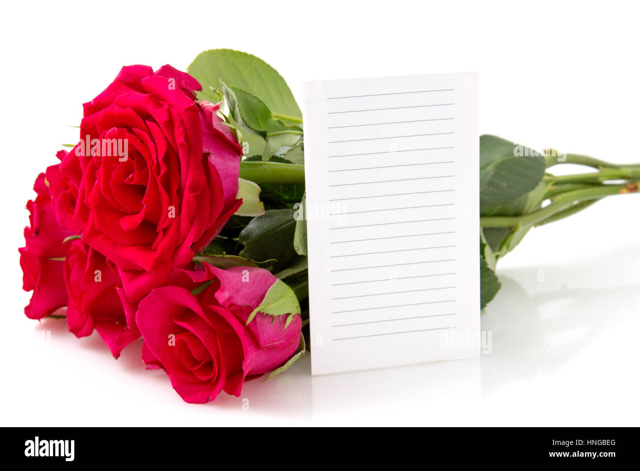Beautiful roses with a message card over white background Stock Photo ...