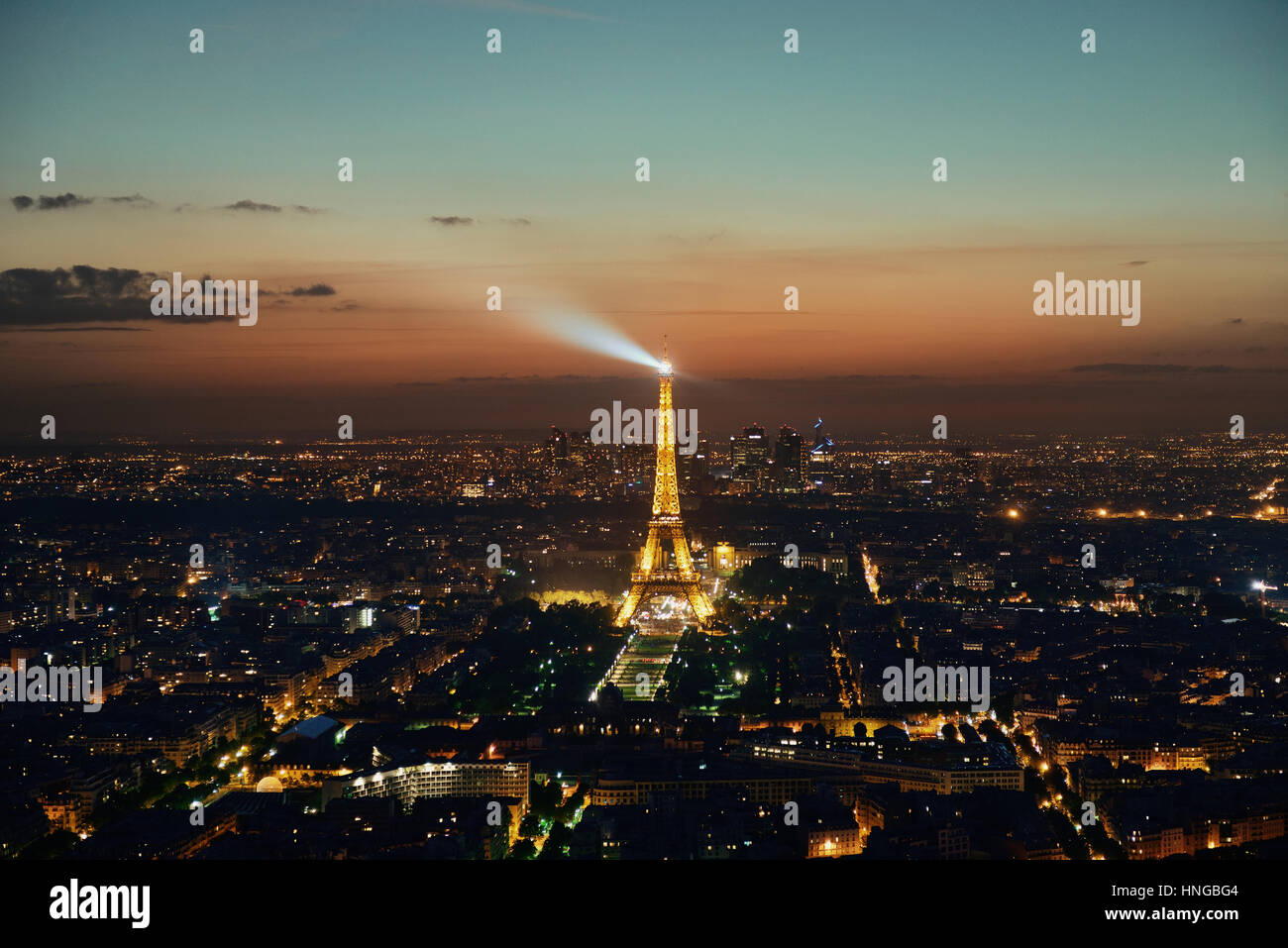 PARIS, FRANCE - MAY 13: Eiffel Tower and city at night on May 13, 2015 ...