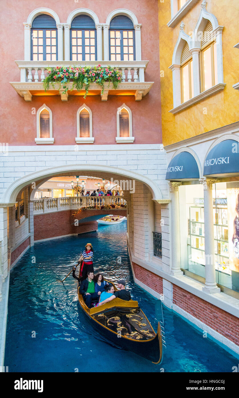 The Venetian Resort Hotel & Casino and Grand canal in Las Vegas Stock ...
