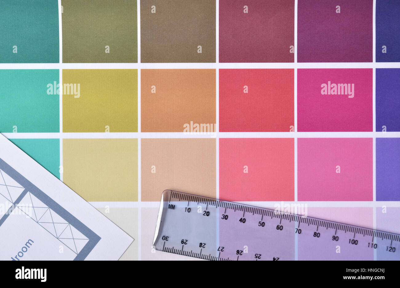 Color palette for housing decoration project with detail of plan and ...