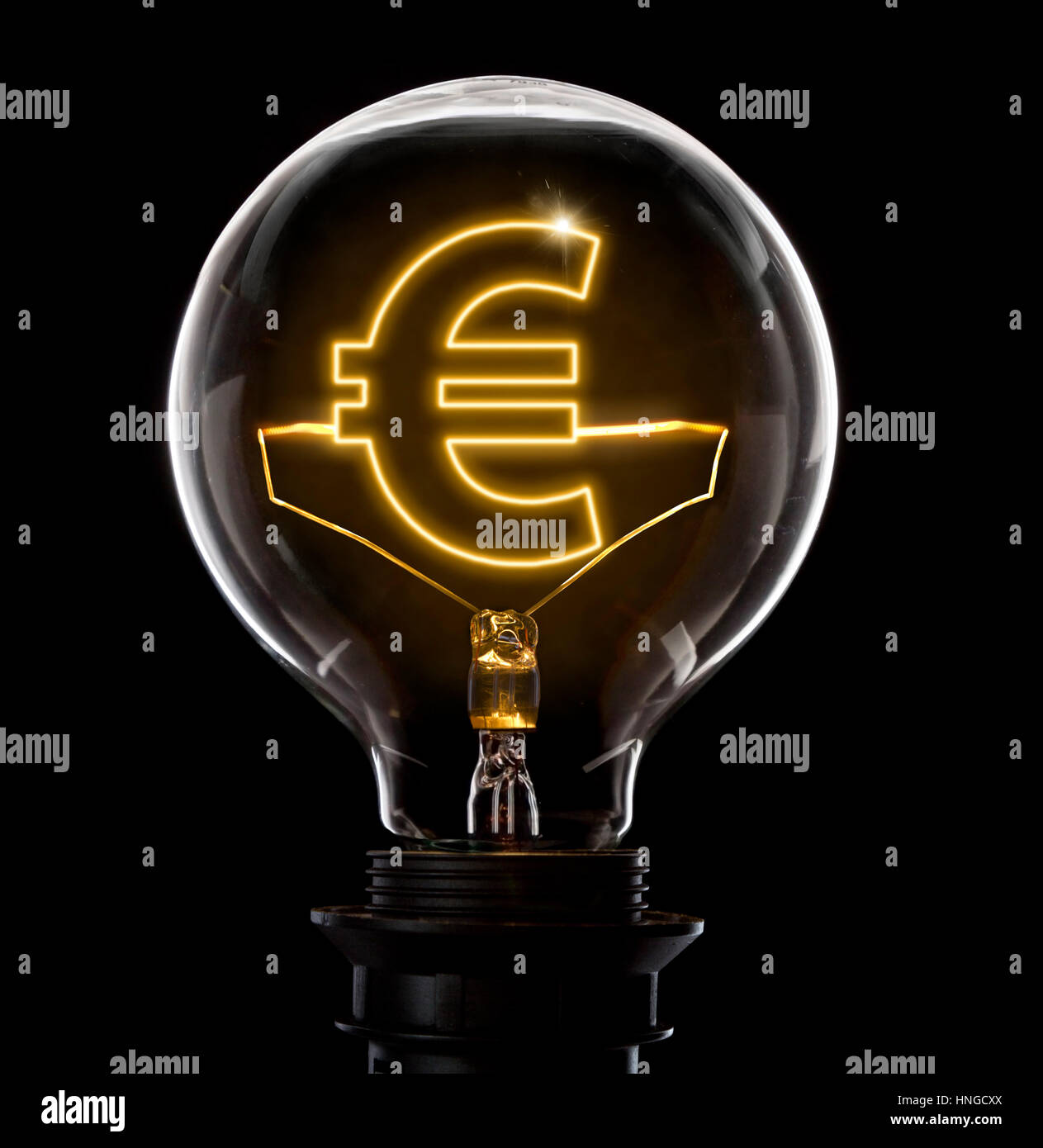 Glowing light bulb euro symbol hi-res stock photography and images - Alamy