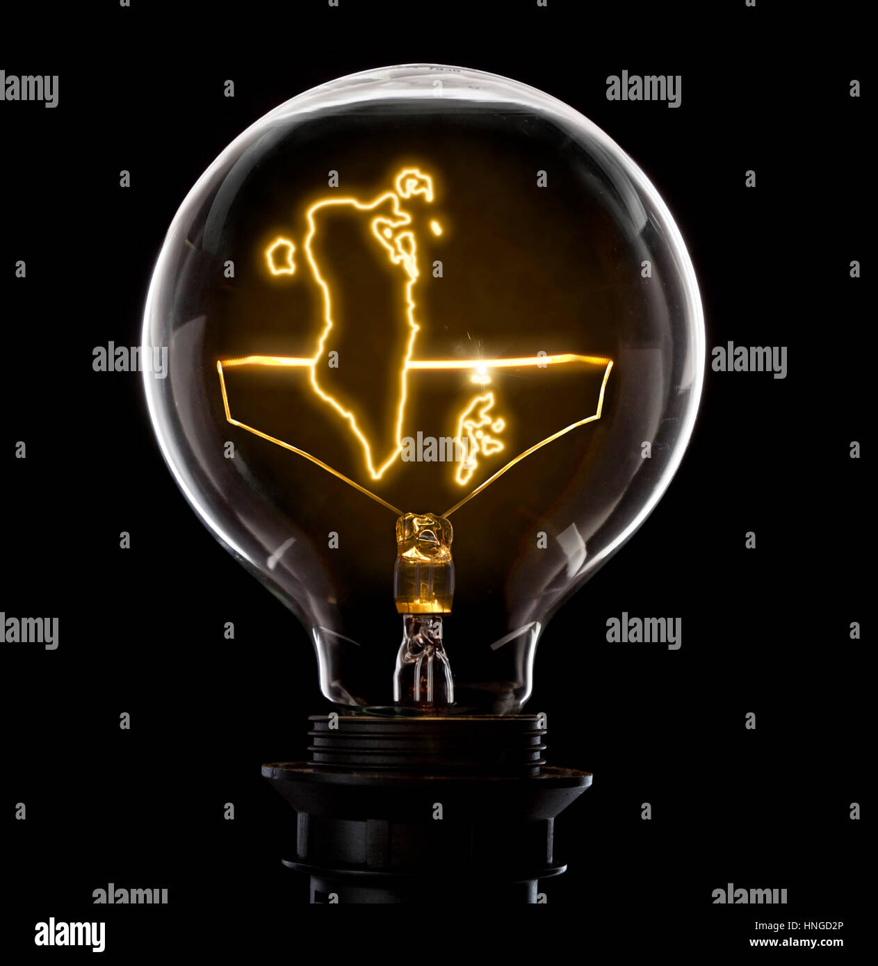 Clean and shiny lightbulb with Bahrain as a glowing wire.(series Stock ...