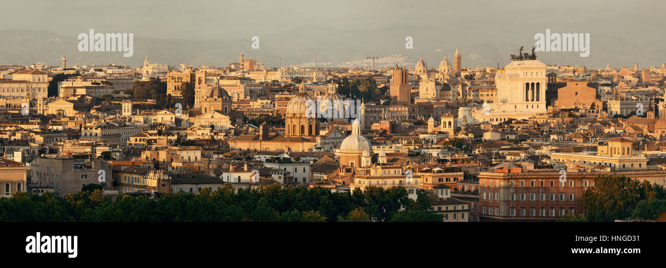 Rome rooftop panoramic view with ancient architecture in Italy Stock ...