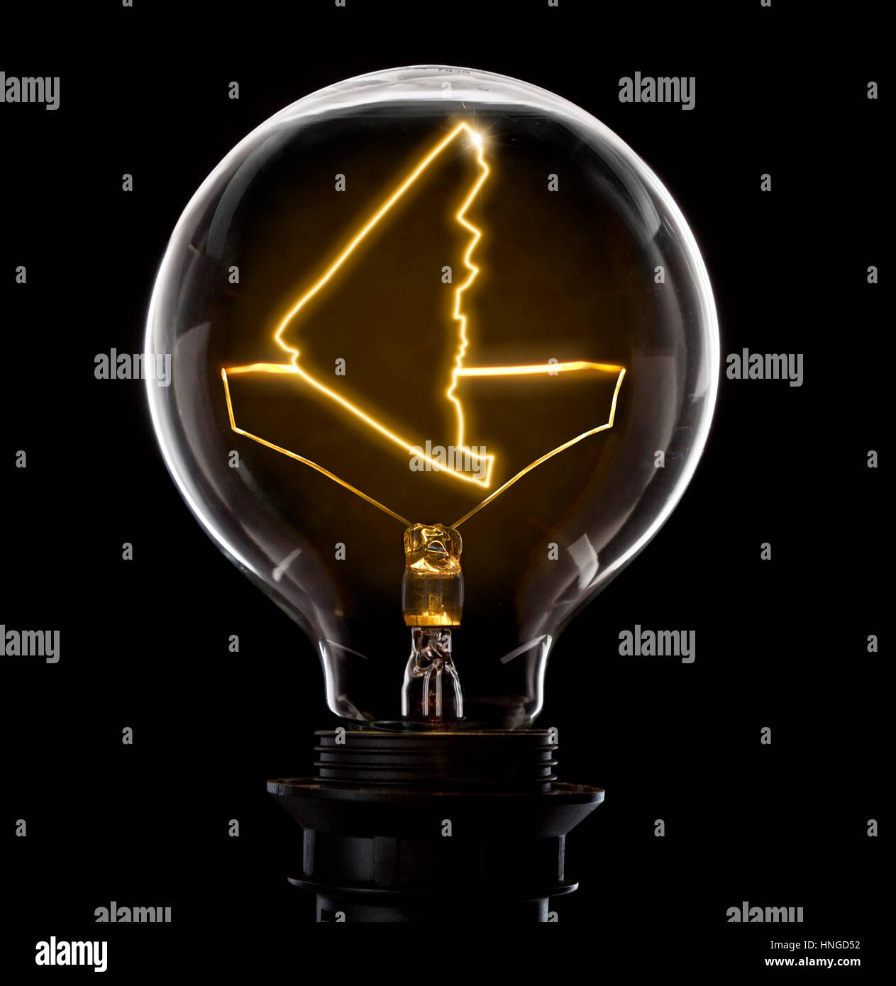 Clean and shiny lightbulb with Yukon as a glowing wire.(series Stock ...