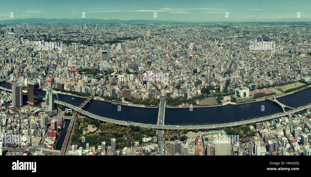 Tokyo urban skyline rooftop view with river, Japan Stock Photo - Alamy