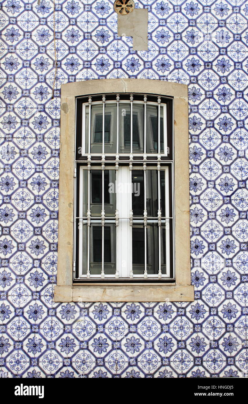 Typical portuguese window with azulejo tiles Stock Photo - Alamy