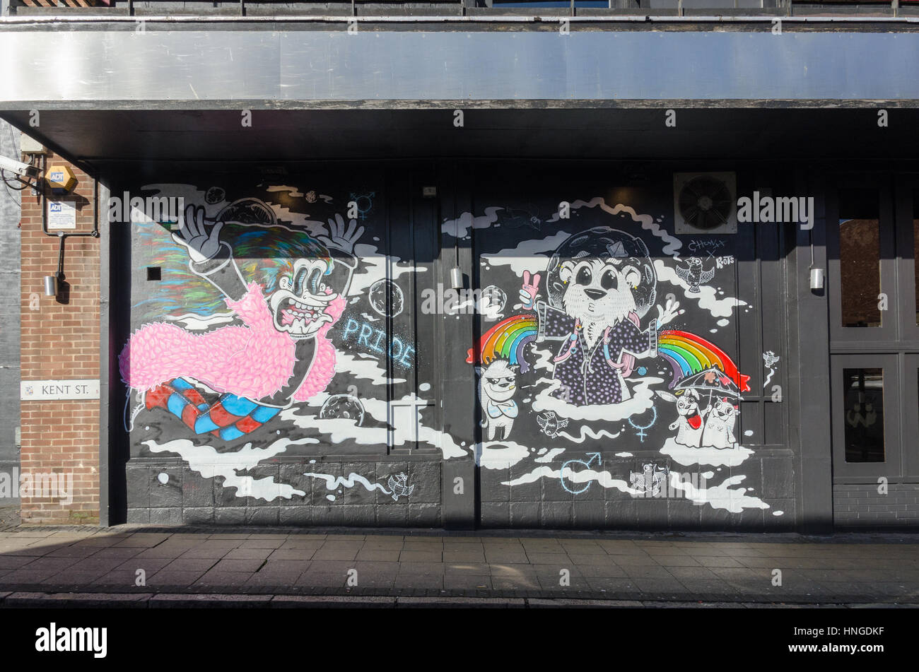 Wall art on the doors of The Nightingale Club in Birmingham's gay ...