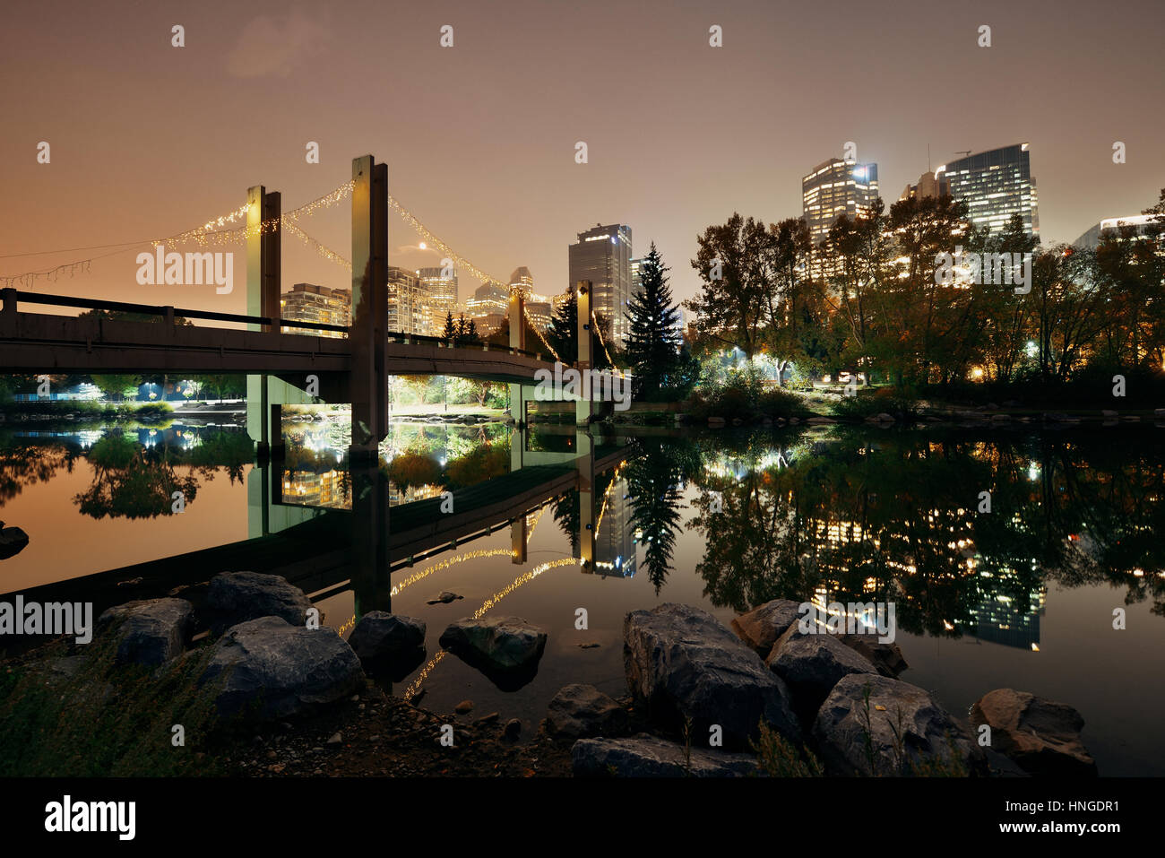 Calgary Prince's Island at night, Canada Stock Photo - Alamy