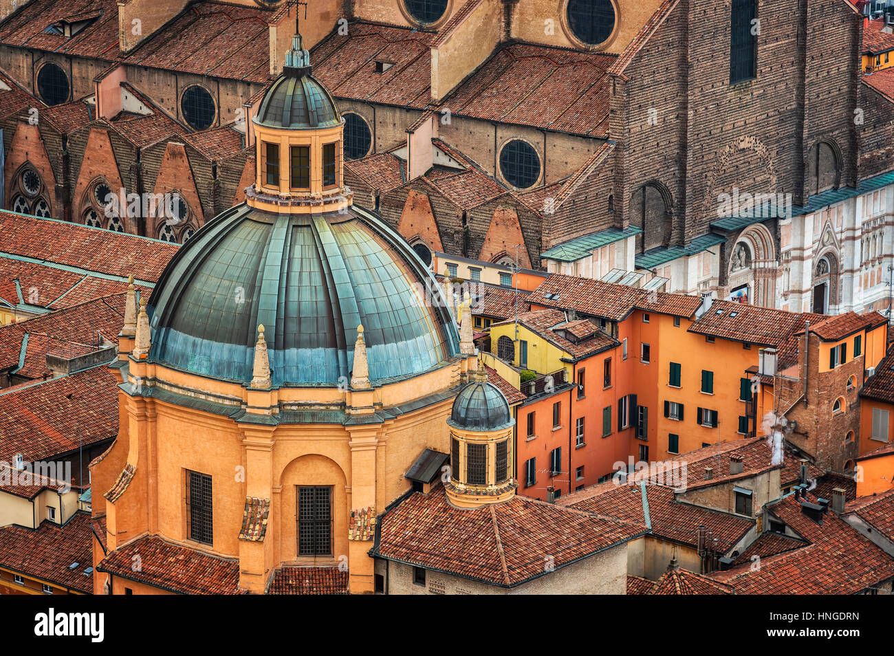 Aerial view of the city of Bologna from the Asinelli tower Stock Photo ...