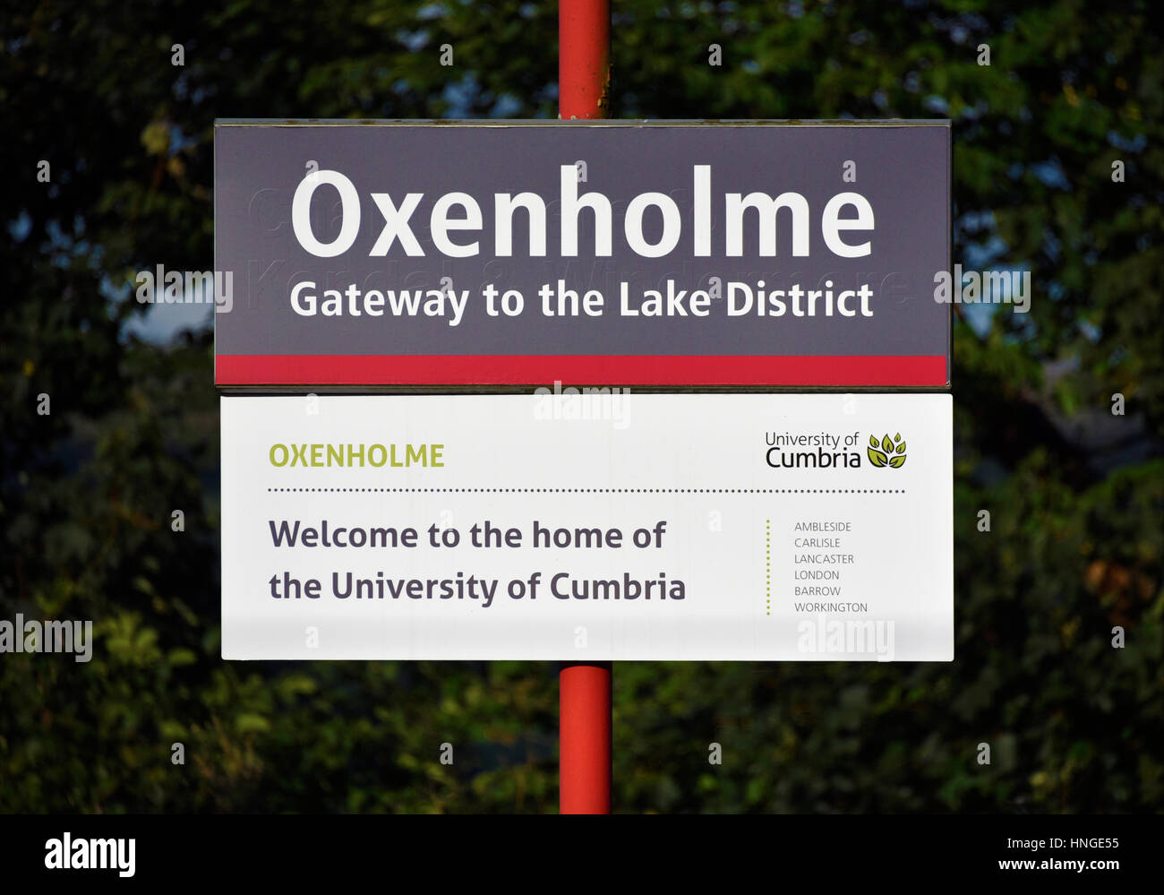 Rail station sign, Oxenholme Gateway to the Lake District. Oxenholme ...