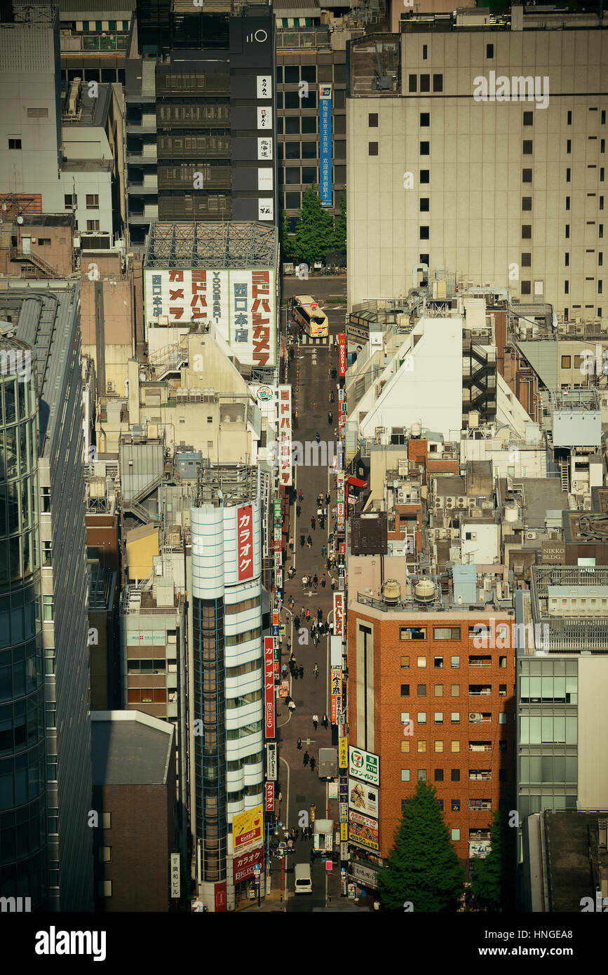 TOKYO, JAPAN - MAY 13: Street rooftop view on May 13, 2013 in Tokyo ...