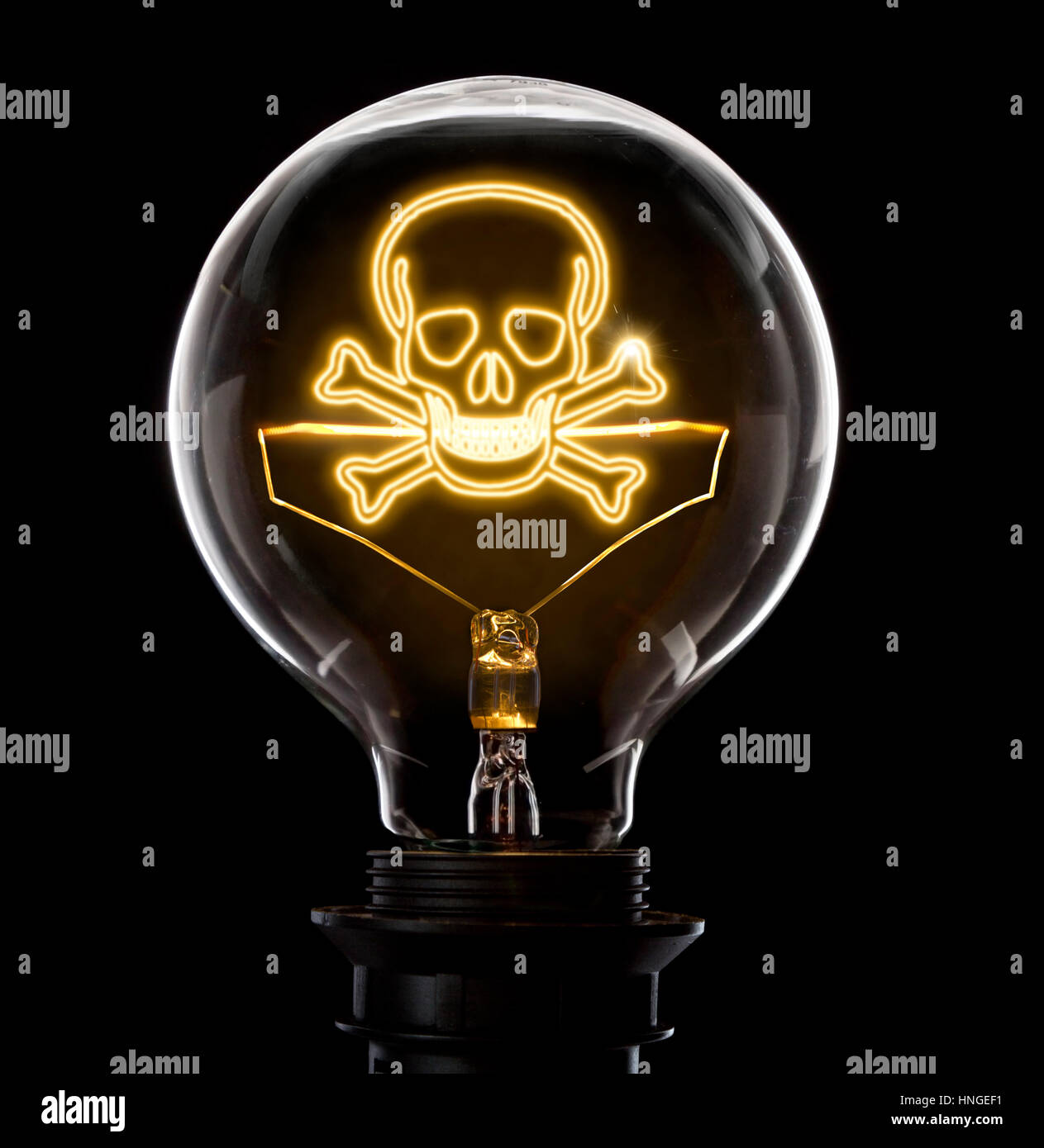 Clean and shiny lightbulb with a skull as a glowing wire.(series Stock ...