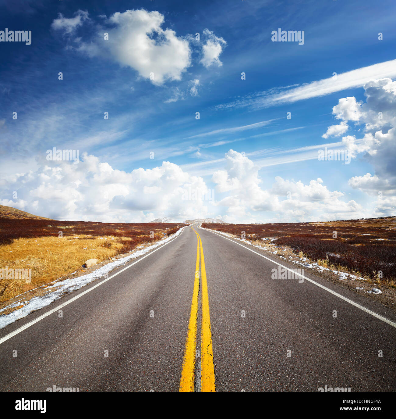 Beautiful cloudscape over mountain road, travel concept picture ...