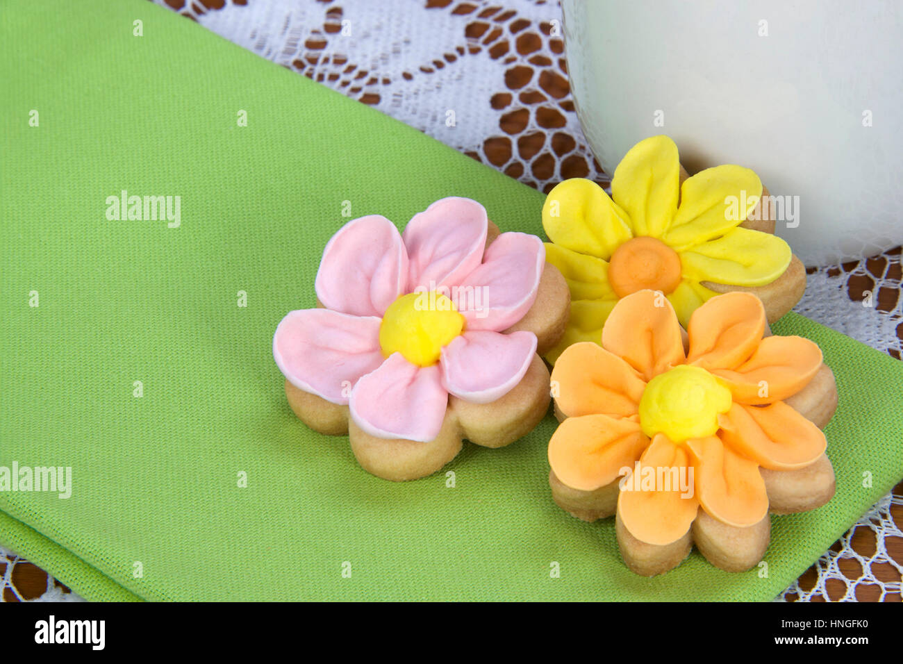 Fancy home made spring flowers sugar cookies with royal icing petals ...