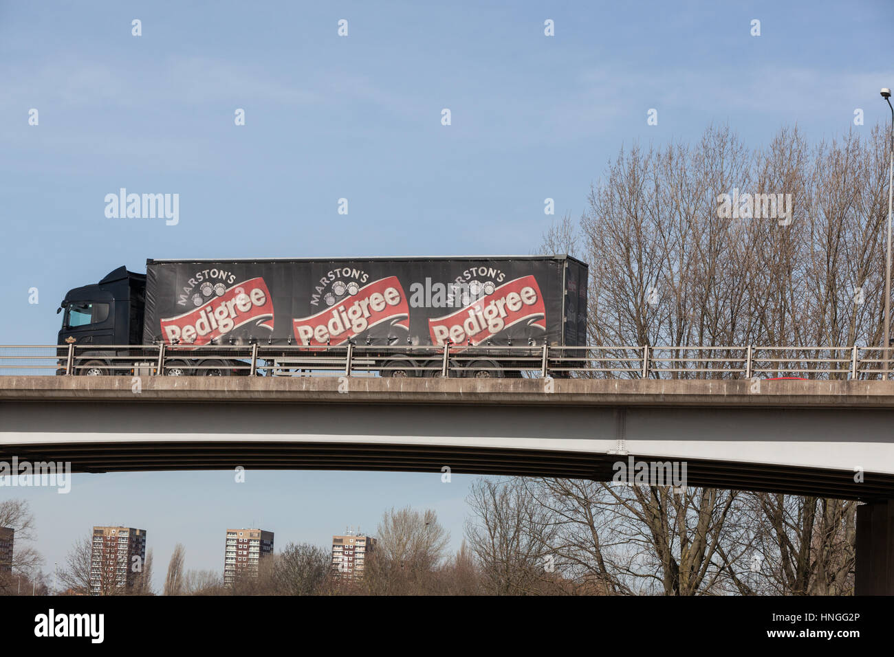 Marston's Pedigree beer being transported through the Midlands UK Stock ...