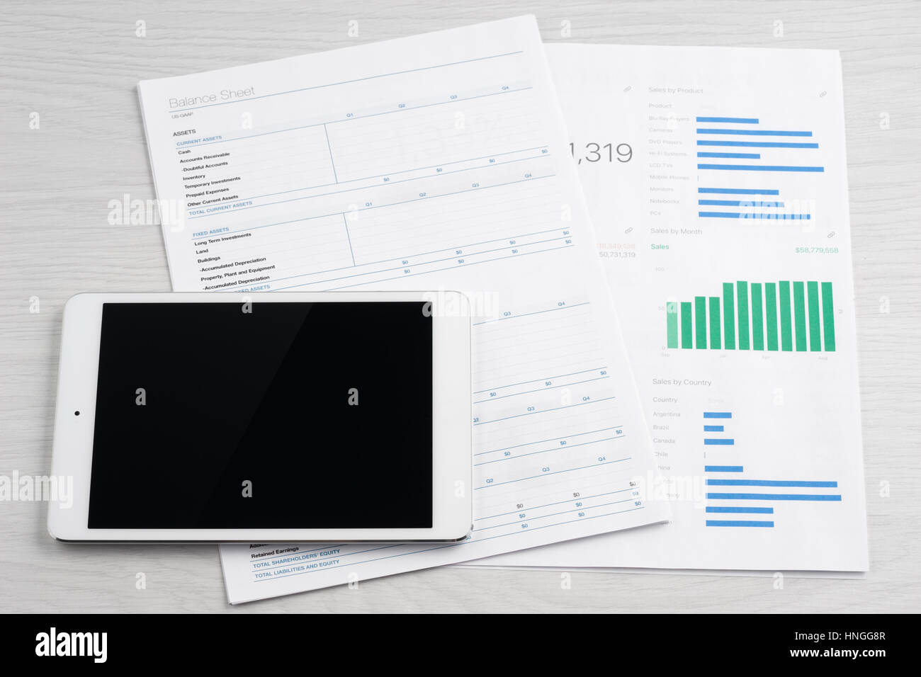 The documents on the table and digital tablet Stock Photo - Alamy