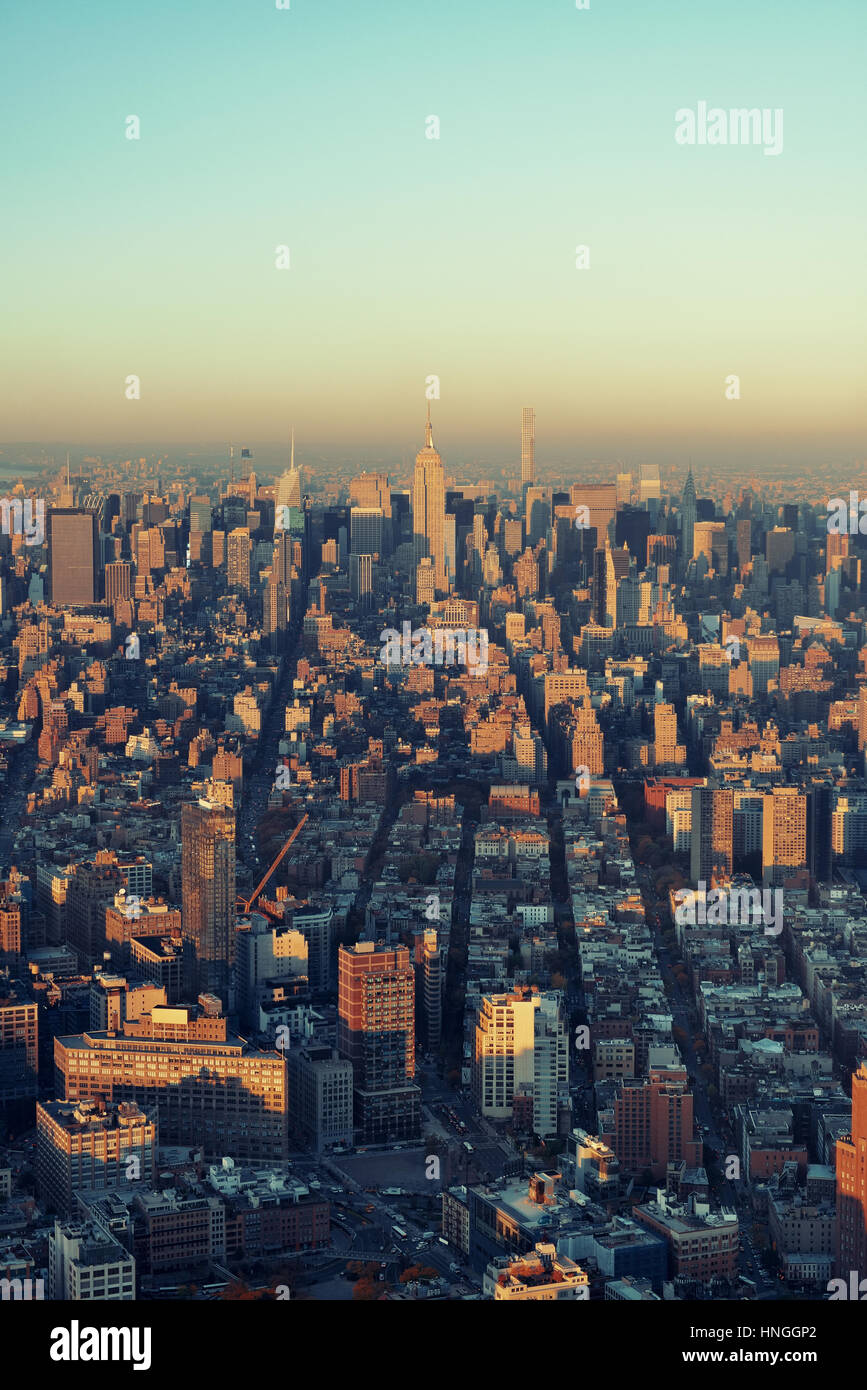 Aerial view midtown manhattan sunrise hi-res stock photography and ...