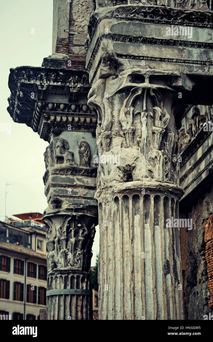 Columns. Rome Forum with ruins of historical buildings. Italy Stock ...