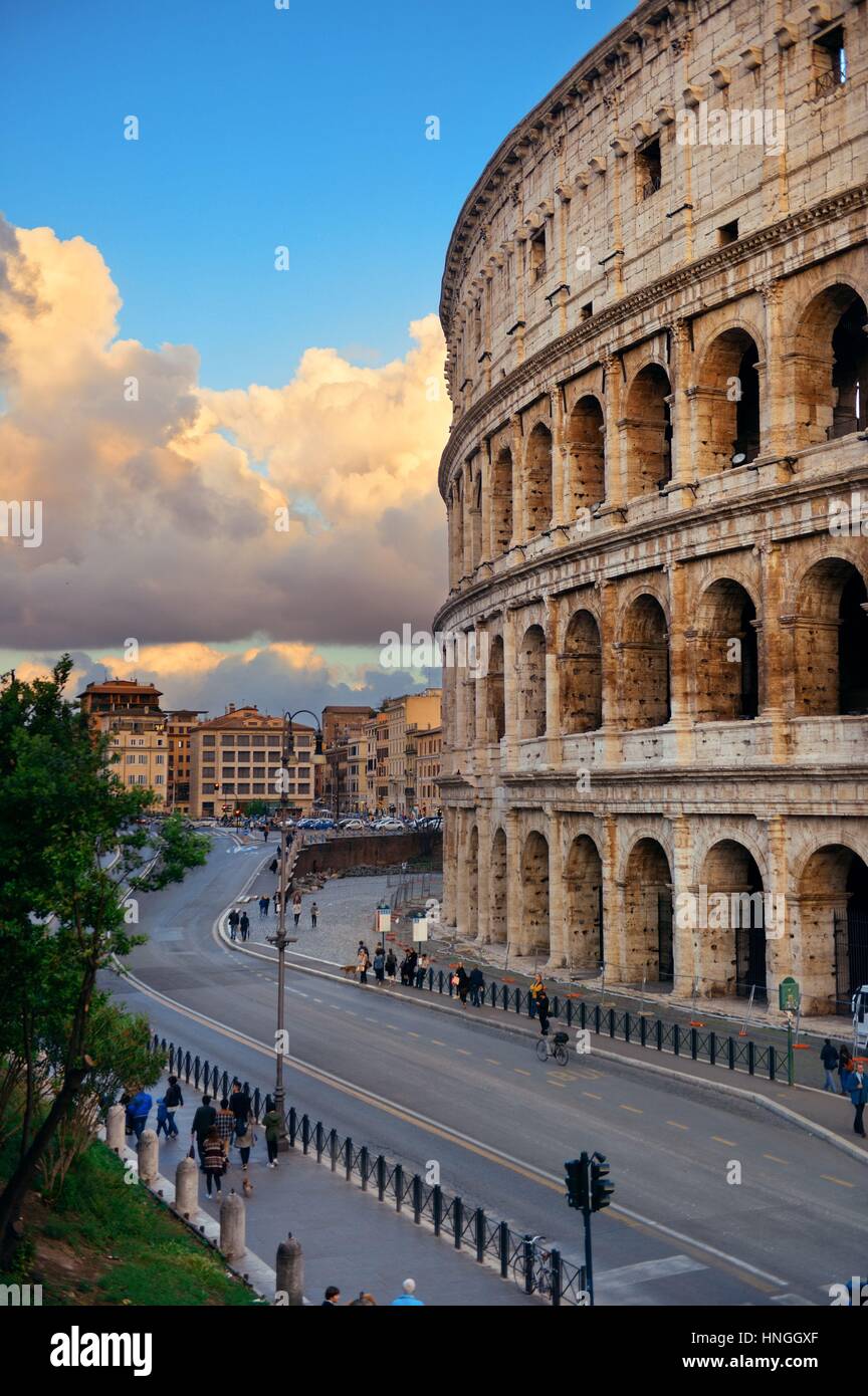 Colosseum with street view, the world known landmark and the symbol of ...