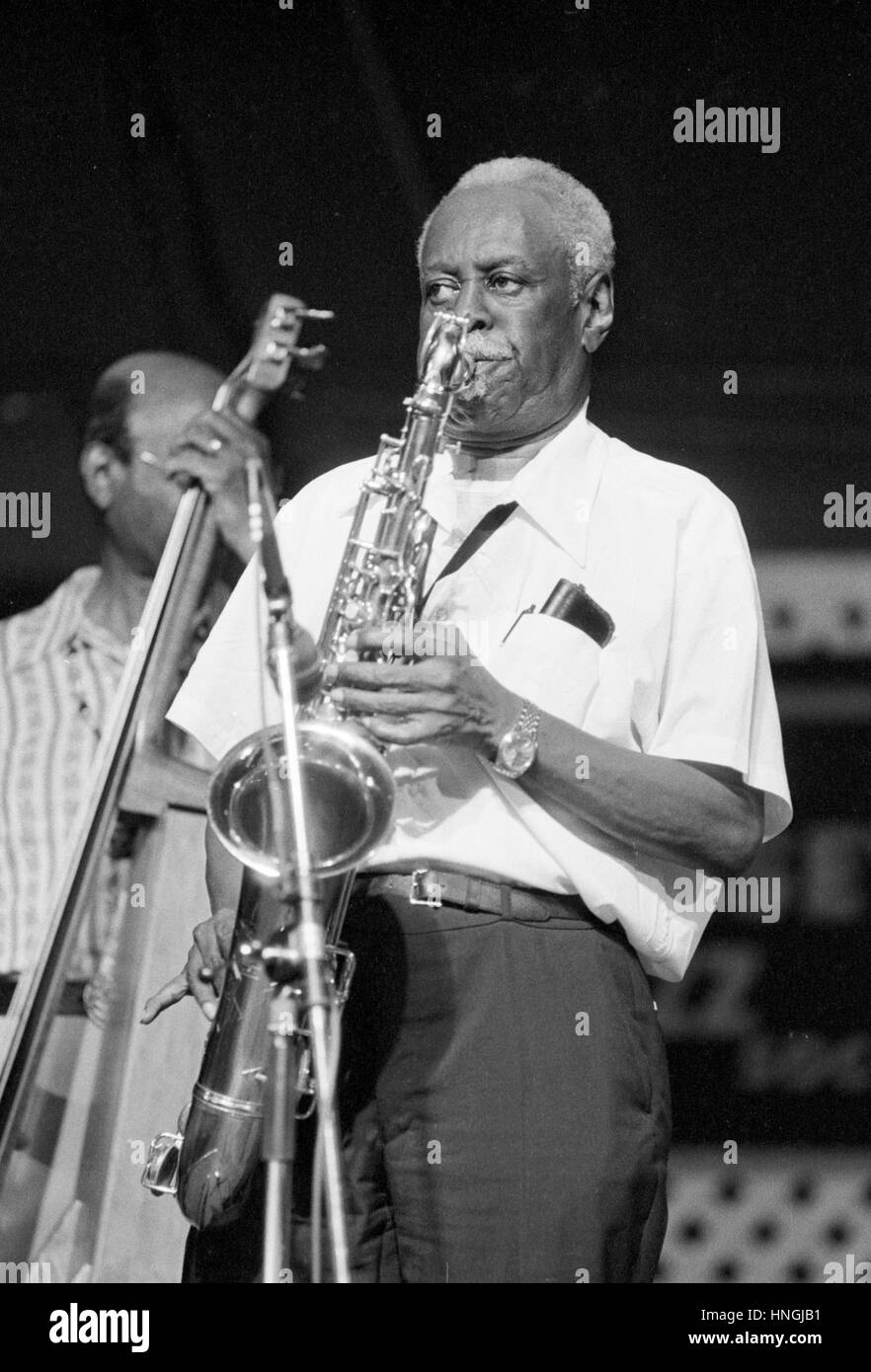 George Kelly on saxophone, with Johnny Williams on bass at the 1982 ...