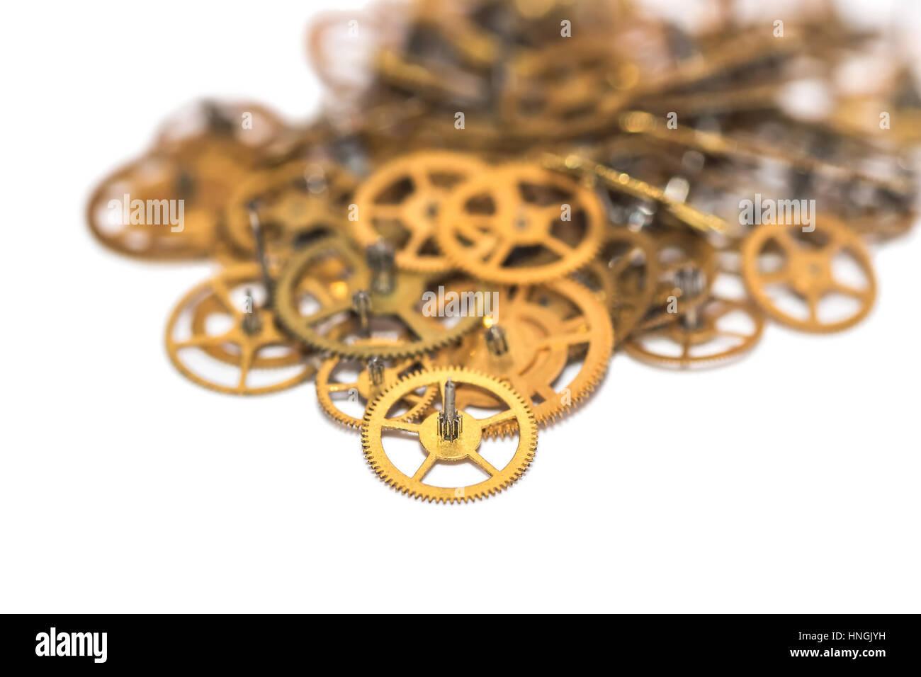 A pile of gear. Many mechanisms. Old vintage gears. Part of clockwork ...