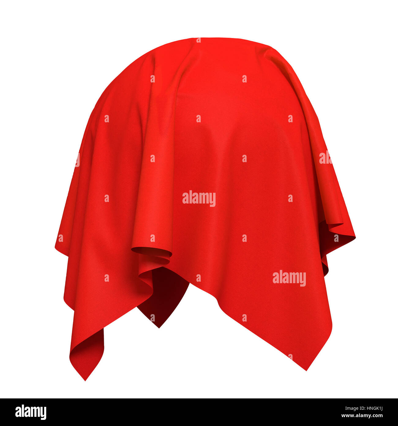 Sphere covered with red silk fabric. Isolated on white background ...