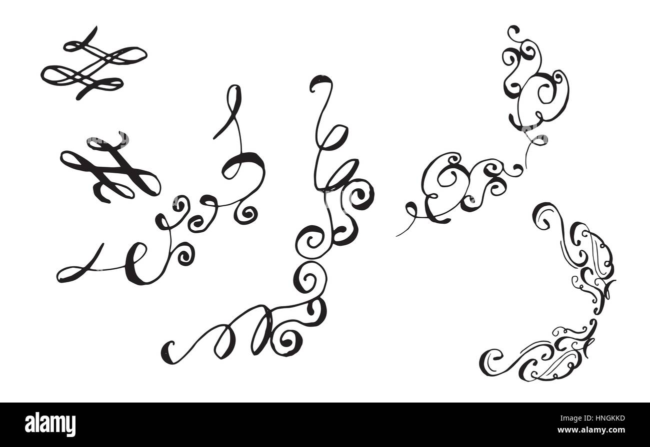Collection of hand drawn ink curls Stock Vector Image & Art - Alamy