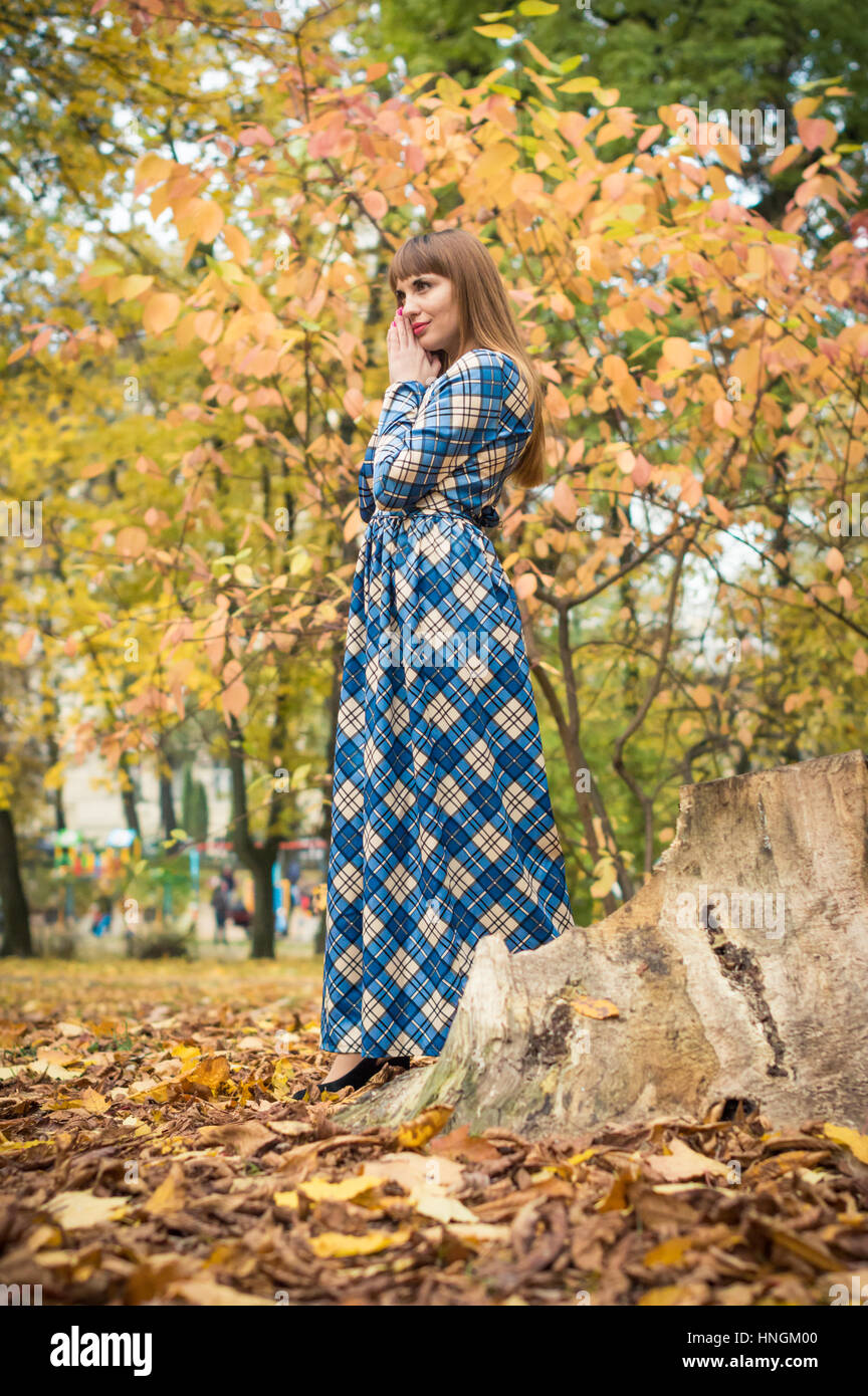 beautiful girl in park autumn Stock Photo - Alamy