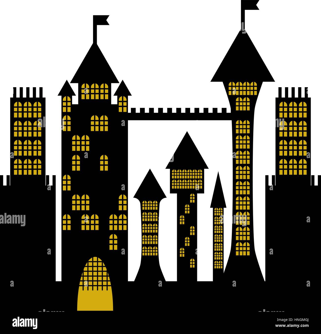 isolated vector ancient gothic castle black silhouette Stock Vector ...