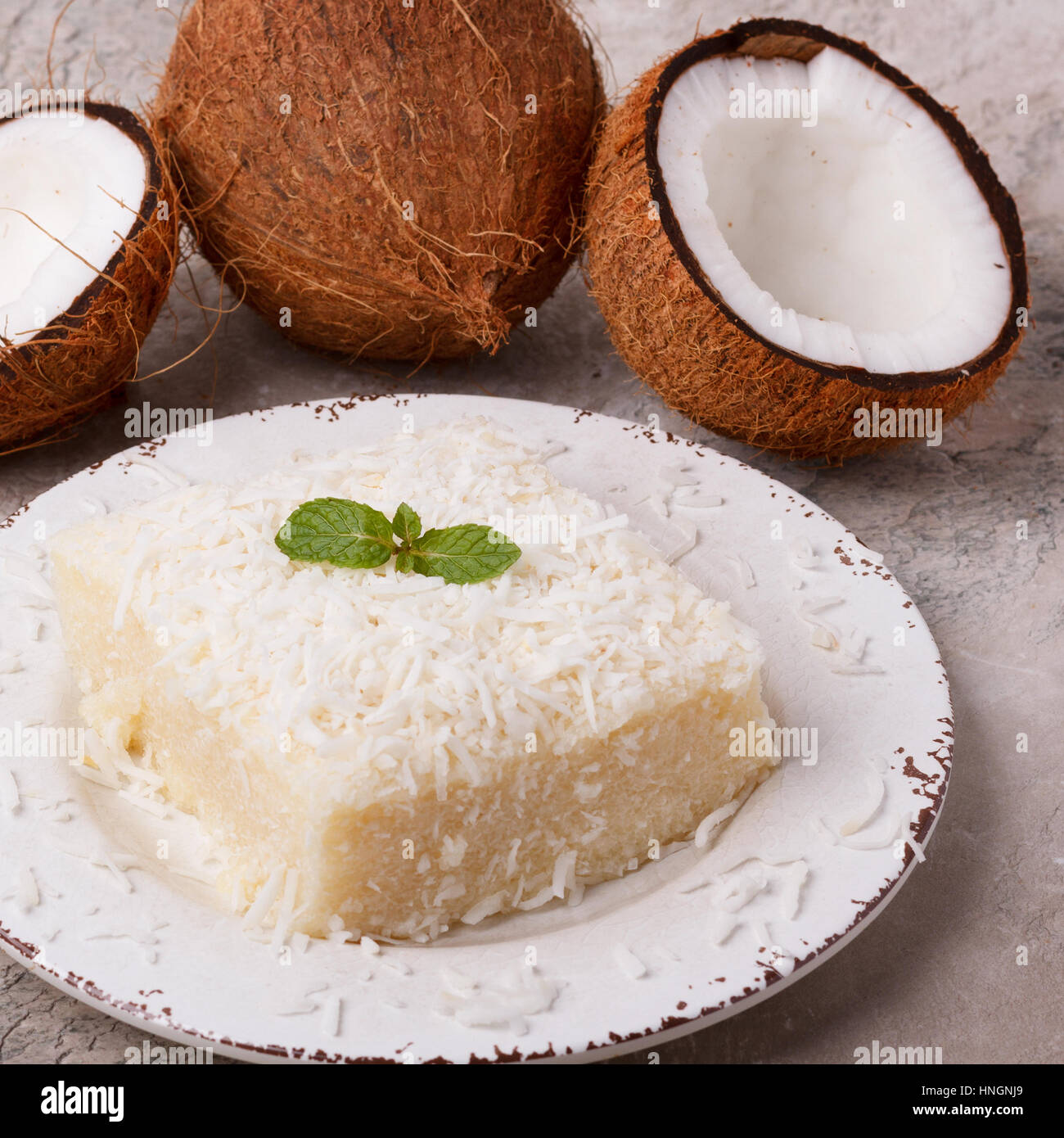 Brazilian traditional dessert: sweet couscous (tapioca) pudding (cuscuz ...