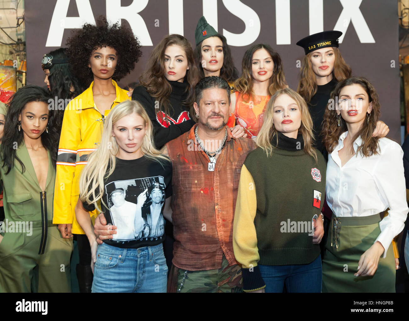 New York, NY USA - February 11, 2017: Artist Greg Polisseni & models ...