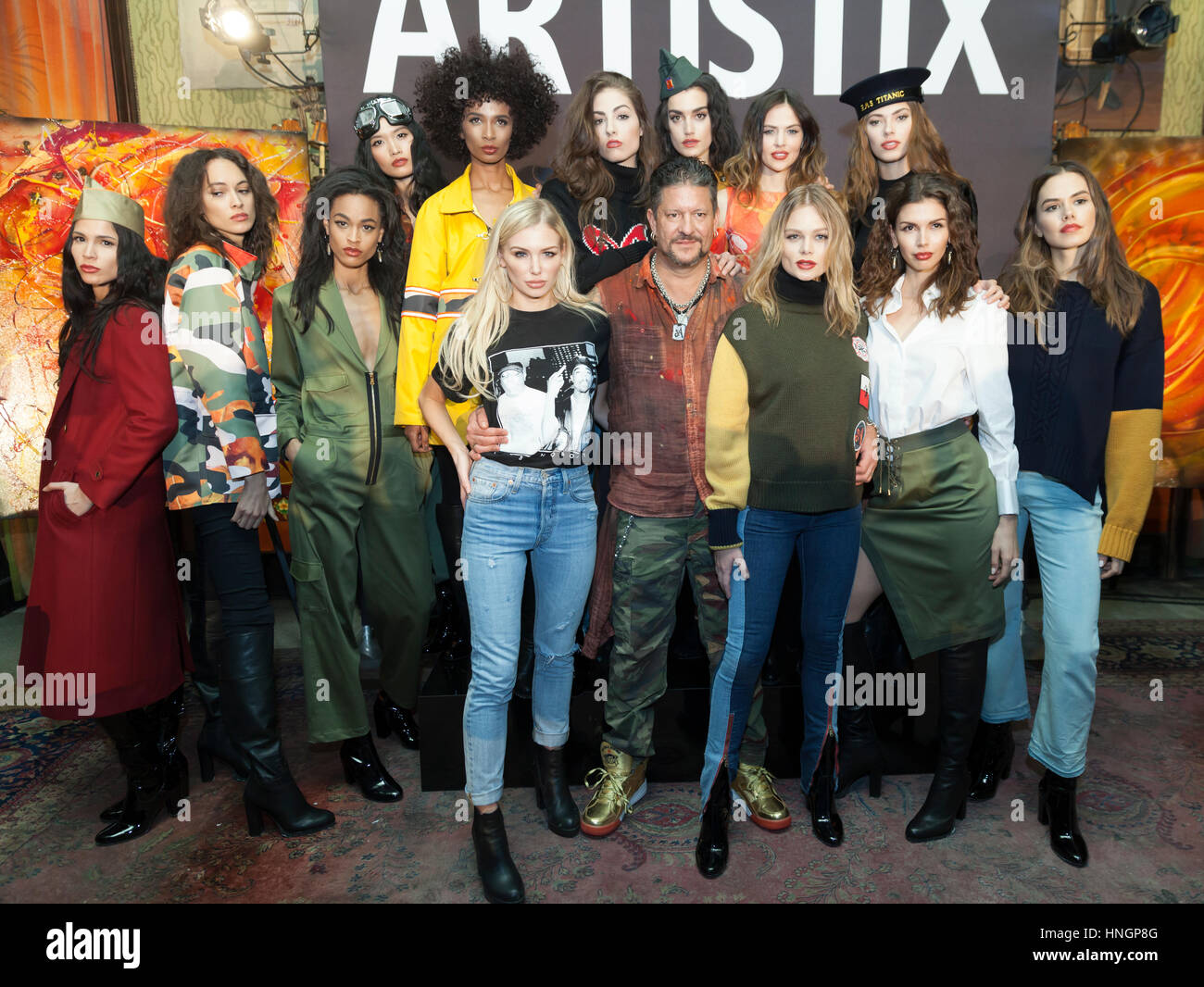 New York, NY USA - February 11, 2017: Artist Greg Polisseni & models ...