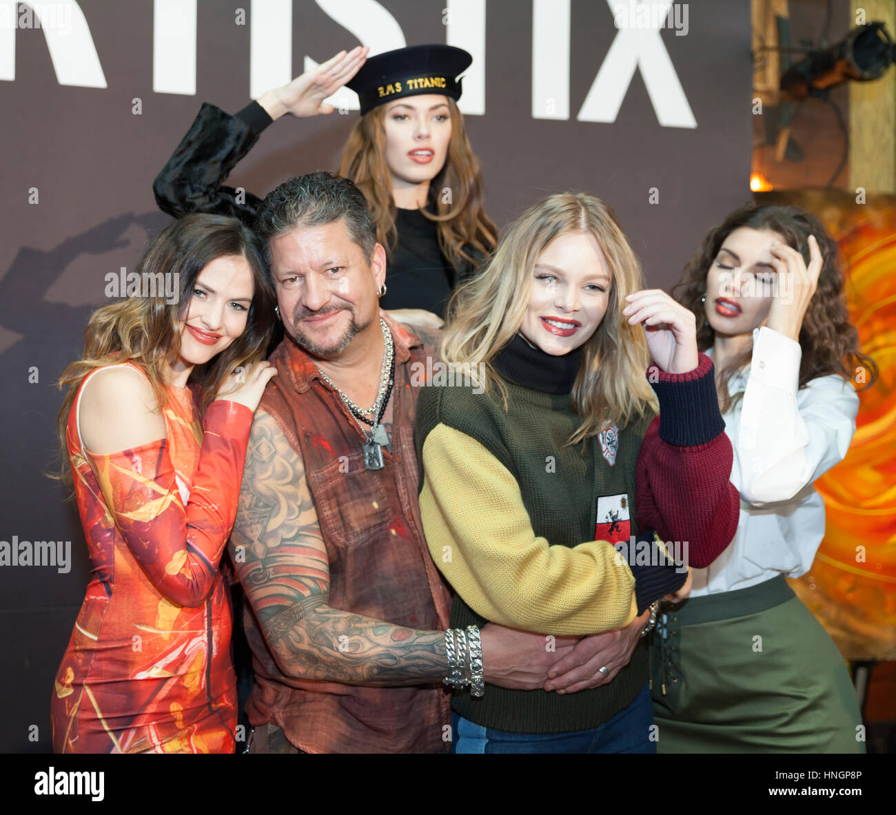 New York, NY USA - February 11, 2017: Artist Greg Polisseni & models ...