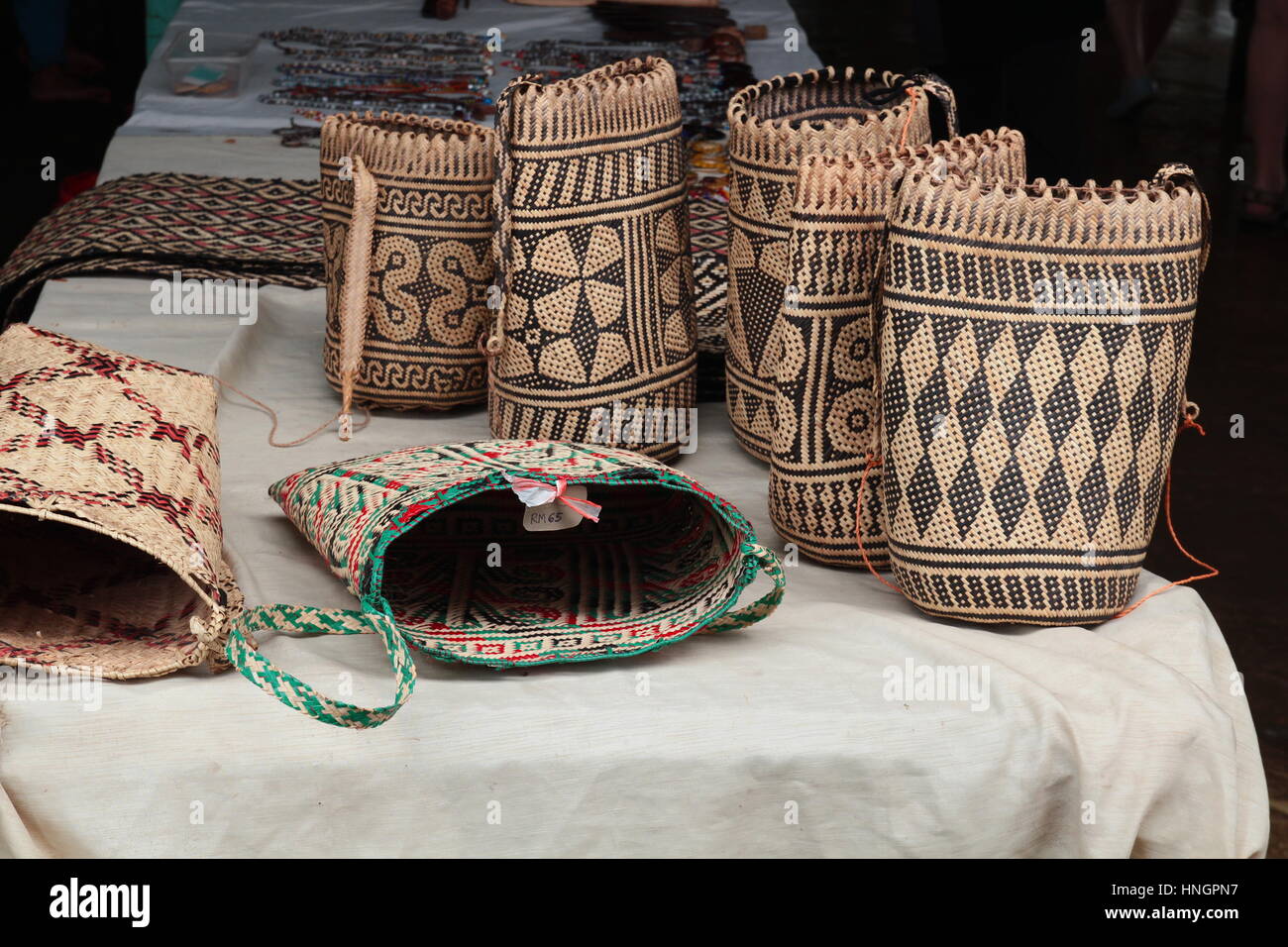 Sarawak native traditional handicrafts handmade baskets by dry palm ...